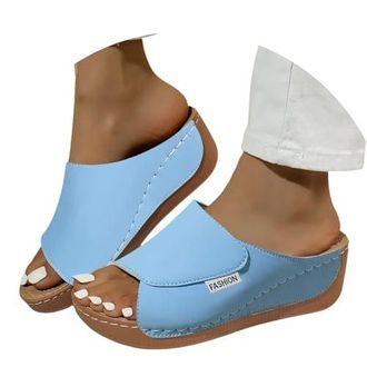 Generic Sandales orthop&eacute;diques compens&eacute;es pour femme - Coupe large - Avec soutien de la vo&ucirc;te plantaire - Bout ouvert - Antid&eacute;rapantes - Chaussures habill&eacute;es 