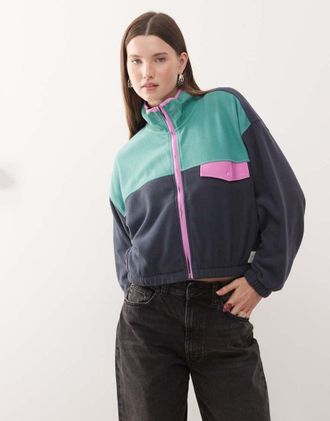 Quiksilver Kedai - Oberteil aus Polarfleece in India Ink mit Rei&szlig;verschluss-Schwarz