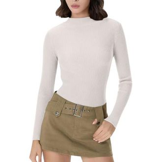 Generic Haut &agrave; col roul&eacute; c&ocirc;tel&eacute; uni &agrave; manches longues pour femme, pull en tricot chaud et ajust&eacute; pour le quotidien, le bureau et par temps froid, blanc, XXL