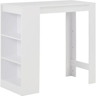 vidaXL Table de bar avec &eacute;tag&egrave;re Blanc 110x50x103 cm