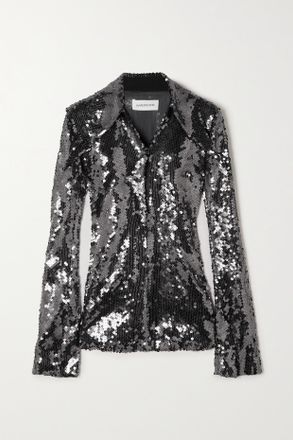 16Arlington Chemise En Tulle Stretch &Agrave; Sequins Opala - Gris