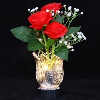 NUOBESTY LED Rosen nachtlicht mit Warmem Licht Moderne Beleuchtete Blumenvase f&uuml;r Romantische Atmosph&auml;re Dekoratives Tischlicht f&uuml;r Schlafzimmer B&uuml;ro Hochzeit 