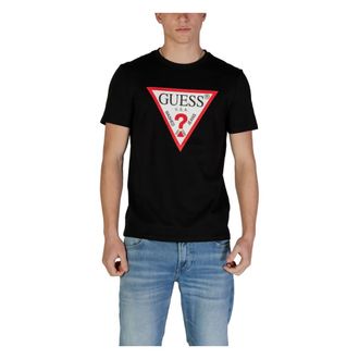 Guess Homme, Tops, Noir, Taille: XL T-shirt Noir Imprim&eacute; Col Rond