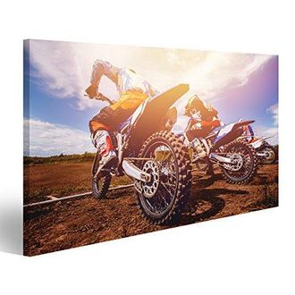 Islandburner Tableau sur toile Moto cross. Léquipe de motocross en moto est la route de dé HON-1P