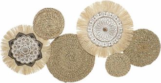 DKD Home Decor Metallfaserwanddekoration 127.6x7x66.7 nat&uuml;rliche Metallfasermaterial Multicolor -Farbfamilie Wanddekoration Details