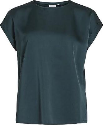 Vila Vila Viellette S/S Satin Top-Noos Manches Courtes Femme, Pin Ponderosa, 42