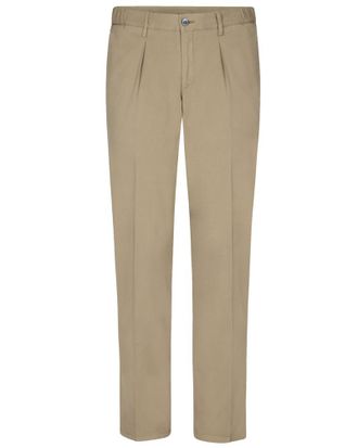 Profuomo Chino mit Bundfalte, Stretch und Perlmuttkn&ouml;pfen, Relaxed Fit in