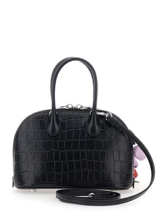 Self Portrait Womens Mini Bag Toast Black Croc-Effect Leather Cow