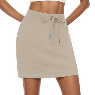 Generic Jupes d&eacute;t&eacute; pour femmes, jupe &agrave; cordon de serrage, short int&eacute;gr&eacute; avec poches, tenue de tennis 2026, beige, XXL