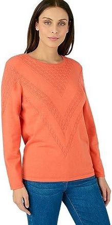 Damart Pull Maille Fantaisie Thermolactyl, Col Rond, Corail, 42/44