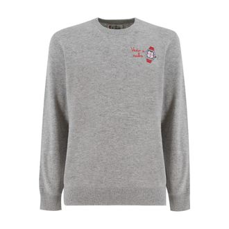 MC2 Saint Barth Gerippter Pullover mit Besticktem Logo - - Knitwear - Herren - Grau - XL
