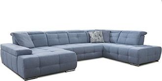 Cavadore Cavadore Wohnlandschaft Mistrel mit verstellbaren Kopfteilen / U-Form Sofa mit leichter Fleckentfernung dank Soft Clean / Geeignet für Haushalte mit K