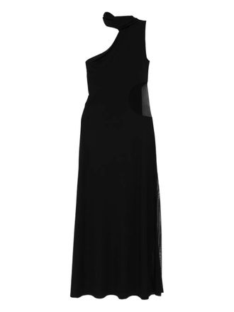 Imperial robe en résille à une épaule - Noir