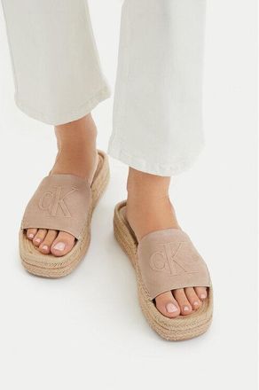 Calvin Klein Pantoletten Flatf Espa Mule Nub Mg HW0HW02890 Beige