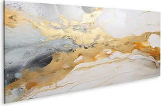 Islandburner Bild auf Leinwand Gold Marmor Abstrakt Ai Natürlichen Granit Boden Weiß Stein Wand Bilder Wandbilder Poster JCGQ-Pano