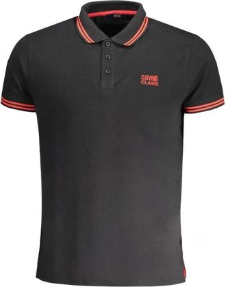 Cavalli Schwarzes Baumwoll-Poloshirt mit Kurzen &Auml;rmeln - - Tops - Herren - Schwarzk - L