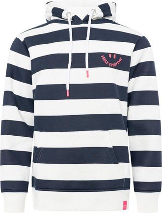 Zwillingsherz Hoodie Streifen Smile Everyday Blockstreifen, pinke Stickerei, K&auml;ngurutasche, Kapuze
