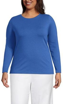 Lands End Shirt aus Baumwolle/Modal-Mix mit Rundausschnitt, Damen, Größe:52-54 plus, Blau, Elasthan/Baumwolle Modal, by Lands End