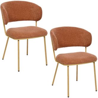 Atmosphera Lot de 2 chaises en tissu chenille et pieds m&eacute;tal ALBA