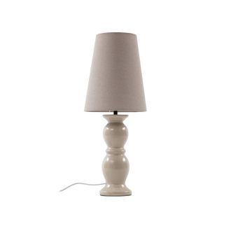 Lucande Tischlampe Lyndorin (Design, Modern) in Creme aus Keramik (1 flammig E27) - Tischleuchte Schreibtischlampe Nachttischlampe Wohnzimmerleuchte
