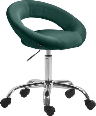 Clp Arbeitshocker Olinda Samtbezug I Rollhocker mit R&uuml;ckenlehne I Arbeitsstuhl auf Rollen h&ouml;henverstellbar und drehbar, Farbe:gr&uuml;n