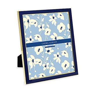 Laura Ashley 20,3 x 25,4 cm gro&szlig;er marineblauer Emaille-Bilderrahmen, goldfarbener Metallrand mit Staffelei, f&uuml;r Arbeitsplatte, Arbeitsplatte, Tischdisplay, B&uuml;cher
