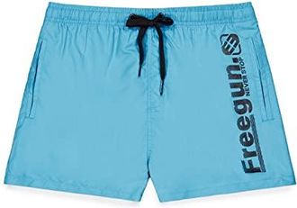 Freegun Freegun Maillot de Bain Garçon Séchage Rapide, Short de Bain Enfant, Plage, Confortable avec Poches, Bleu, Noir, Taille 8/10 Ans