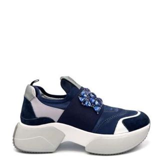 Jeannot Femme, Chaussures, Bleu, Taille: 37 EU Baskets en satin bleu avec strass