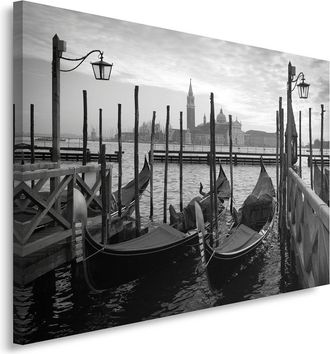 Feeby Bilder Venedig-Kanal Gondeln XXL 120x80 cm Wohnzimmer Schlafzimmer Büro Flur Küche Wandbilder Modern Bild auf Leinwand Wanddekoration Kunstdruck Desig