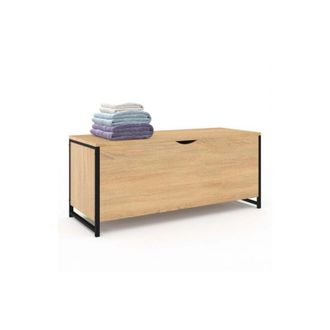 IDMarket Aufbewahrungsbox 100 cm detroit Holz und Schwarz Industriedesign