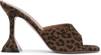 Amina Muaddi Slipper & Pantoletten - Leopard Print Suede High-Heeled Mules - Gr. 37,5 (EU) - in Schwarz - für Damen