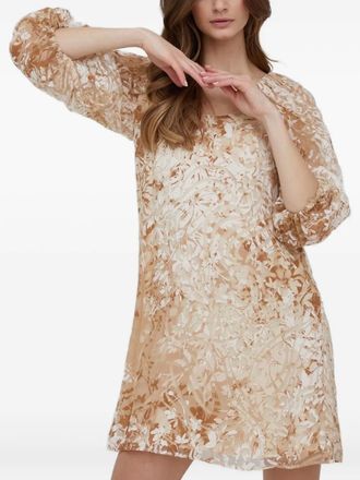 Sisley robe fleurie à manches bouffantes - Jaune