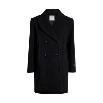Patou Femme, Manteaux, Noir, Taille: 38 FR Manteau Noir en Laine &agrave; Double Boutonnage