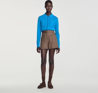Sandro Short en laine &agrave; carreaux