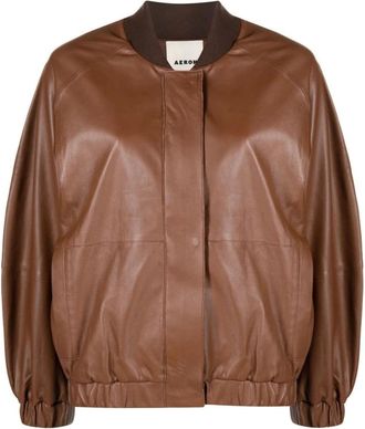 Áeron Femme, Vestes, Brun, Taille: 42 FR Blouson Aviateur en Cuir Marron