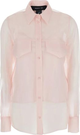 Federica Tosi Femme, Blouses et Chemises, Rose, Taille: 38 FR Pointed Collar Silk Shirt