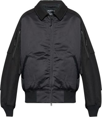 Yohji Yamamoto veste bomber à empiècements contrastants - Noir