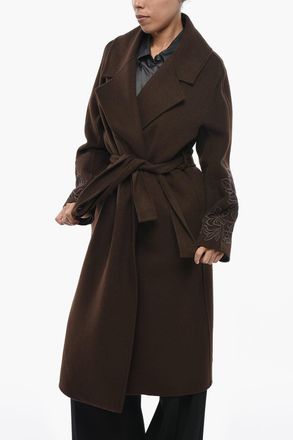 Ermanno Scervino Maxi-Mantel aus Wollmix mit G&uuml;rtel und pflanzlicher Reliefstickerei Ermanno Scervino