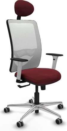 Piqueras y Crespo Zulema Computerstuhl mit wei&szlig;en und schwarzen Armlehnen, h&ouml;henverstellbare Lendenwirbelst&uuml;tze und festes Kopfteil, Wei&szlig;/Granatrot