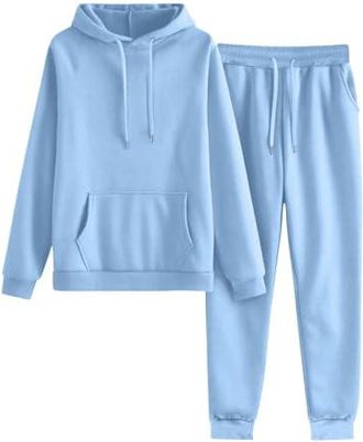 Generic Tenue 2 pi&egrave;ces pour femme - Ensemble de surv&ecirc;tement &agrave; capuche tendance et ample &agrave; manches longues et pantalon de surv&ecirc;tement, bleu, 3x_l