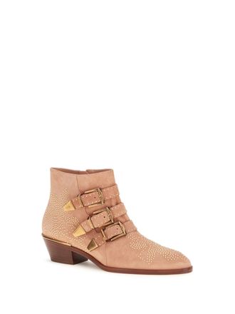 Chlo&eacute; Womens Suede Susan Boots Dusty Rose Calf Leather Bos Taurus
