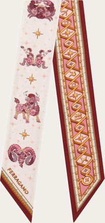 Ferragamo Damen Mini-Bandeau-Tuch mit Horoskop-Print Rot