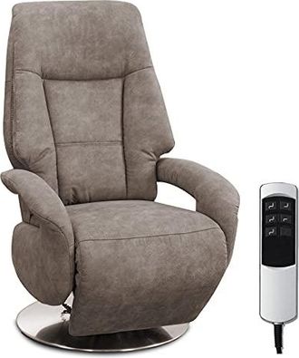 Cavadore Cavadore TV-Sessel Edinburgh / Fernsehsessel mit elektrisch verstellbarer Relaxfunktion / 2 E-Motoren / 74 x 114 x 77 / Lederoptik: hellbraun