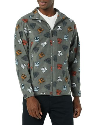 Amazon Essentials Disney | Marvel | Star Wars Herren Polarfleece-Jacke mit durchgehendem Reißverschluss und Stehkragen, Star Wars Vader, XXL
