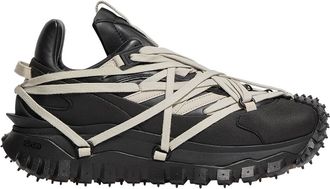 Rick Owens Moncler Trailgrip Megalace Leather Trainers, Unisex, Black, Size: 36