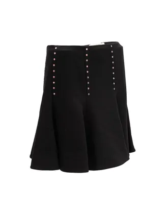 Valentino Garavani Womens Mini Black Skirt With Gold Details