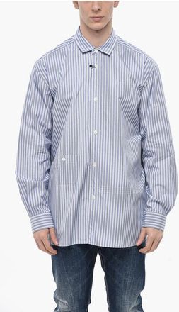 Comme Des Gar&ccedil;ons MAN Striped Shirt with Solid-Color Insert on the Back size L