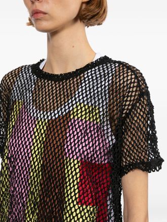 Comme Comme Open-Knit Fishnet T-Shirt - Black