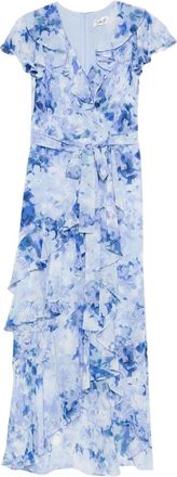 Eliza J robe volantée à fleurs - Bleu