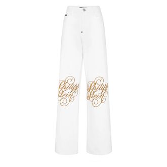 Philipp Plein Denim Hosen Skater Fit Logo - - Jeans - Damen - Wei&szlig; - W28